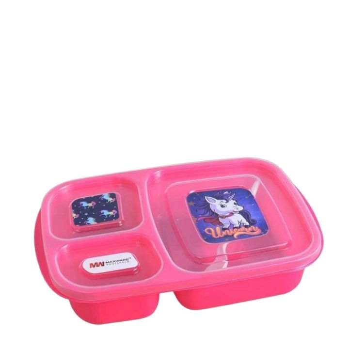 School Lunch Box with Spoon multicolor 2 portions | Daraz.pk