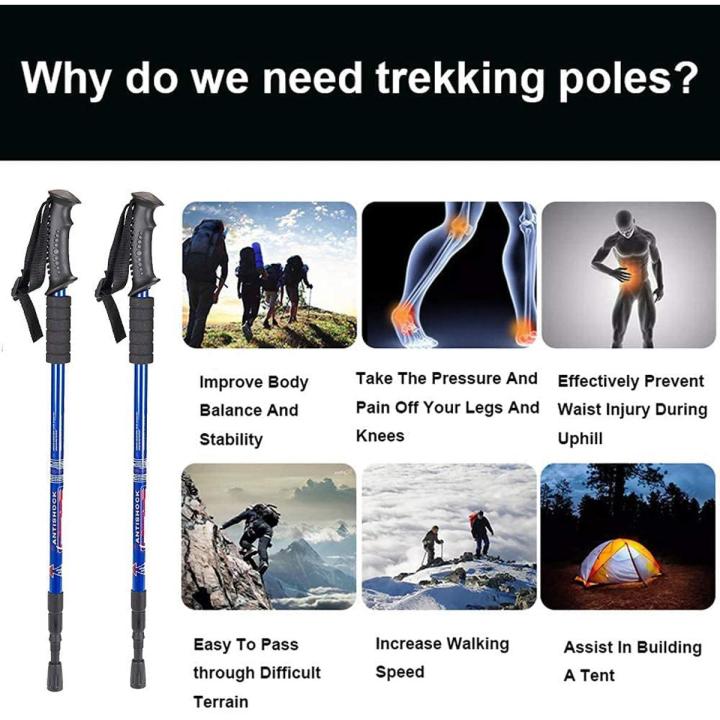 Adjustable AntiShock Hiking Stick Trekking Walking and Travel Stick ...