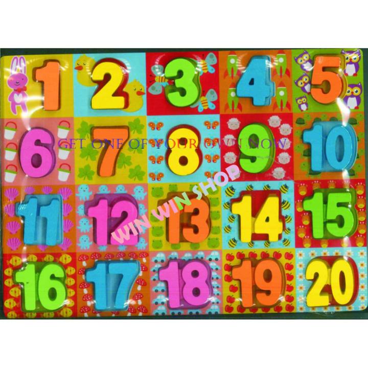3D Wooden Number Puzzles with Pictures (1 to 20) for Children ...
