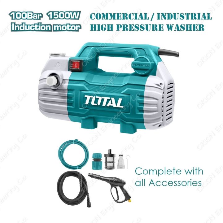 TOTAL Pressure Washer Commercial with INDUCTION Motor 100 Bar 1500 ...