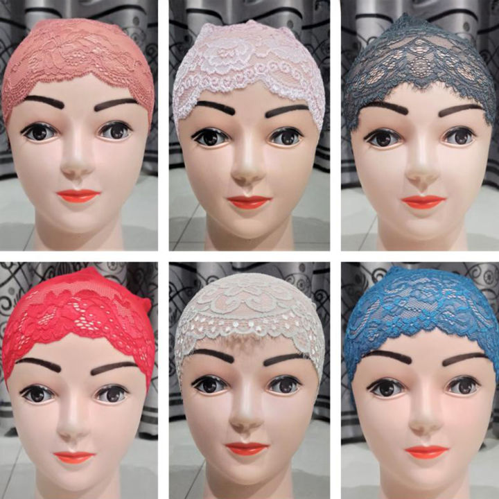 Pack of Lace bands net cap for girls hijab caps for girls stylish Soft ...