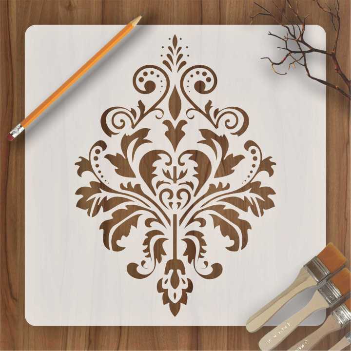 Damask Wall Stencil – Vintage Royal Patterns for Elegant Rooms ID#151 ...