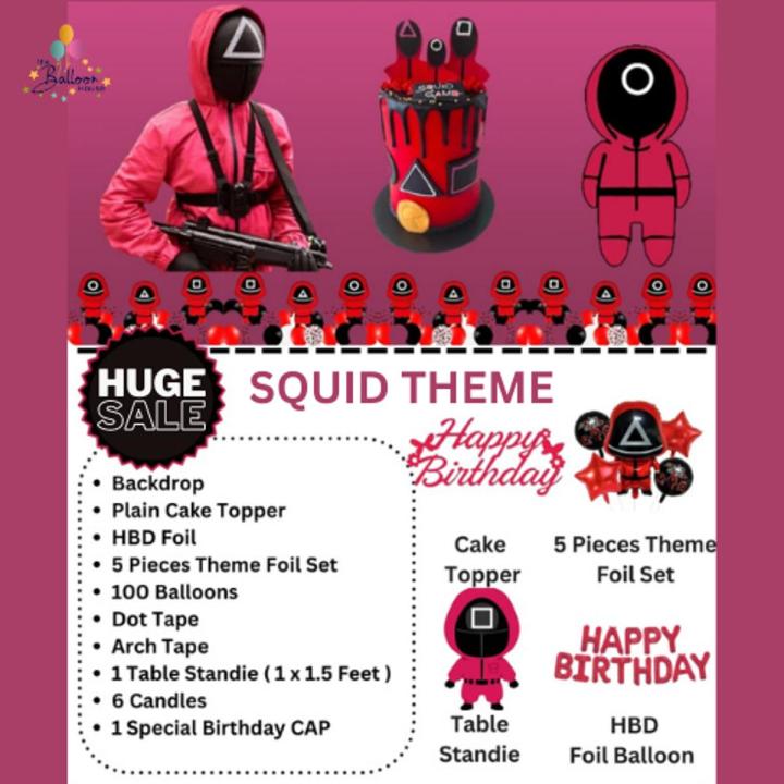 SQUID Game Birthday Balloons Theme Set, Happy Birthday Foil Balloons ...
