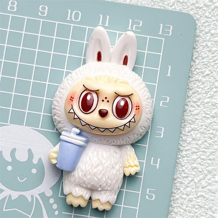 Large Cartoon Cute Labubu Resin Accessories Hairpin Keychains Phone ...