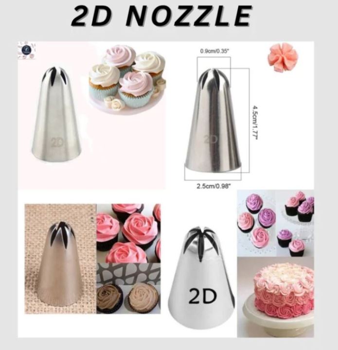 2D Nozzle Piping Tip – 2D Star Open Tip for Cake Decorating, Stainless ...