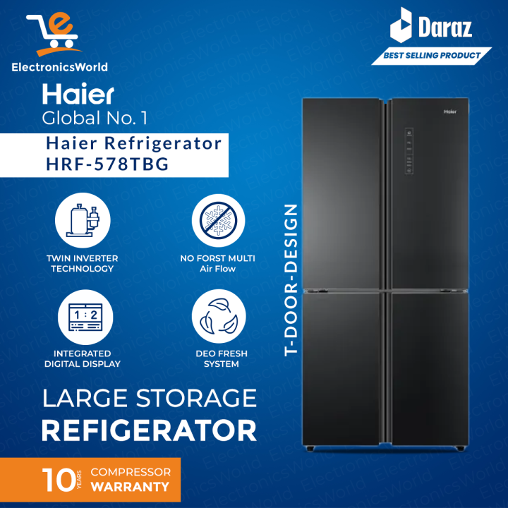 Haier Refrigerator - HRF-578 TBG(Glass Door)T-DOOR-DESIGN- Twin ...