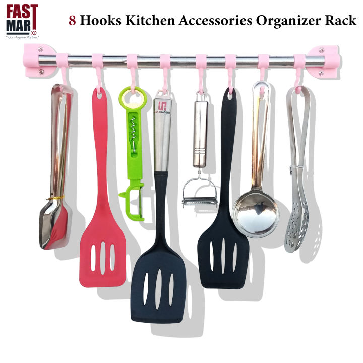 8 Hooks Kitchen Accessories Organizer Rack & Cloth Hanging Stand | Daraz.pk
