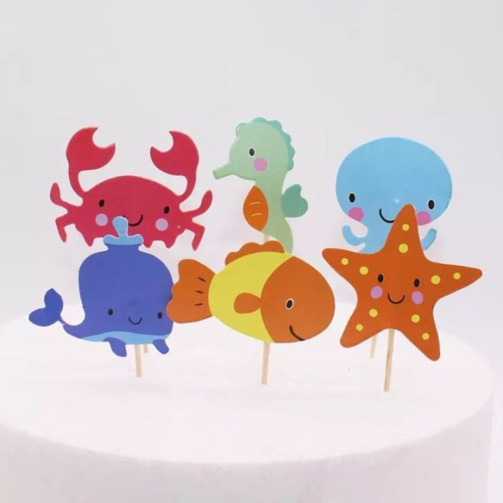 24pcs Ocean Animal Cupcake Toppers Under The Sea Birthday Party Cake ...