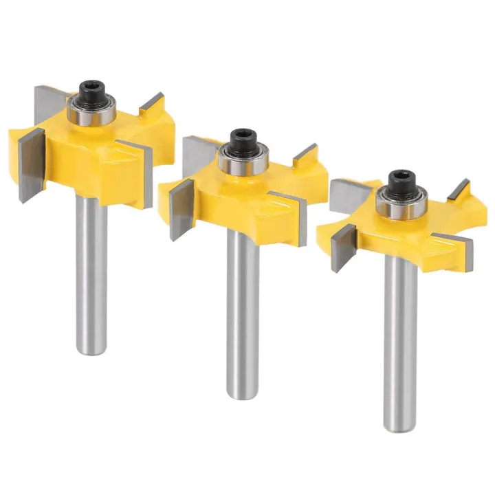 Rabbet Router Bit Set Slot Cutter with Bearings 1/4", 3/8", 1/2 ...