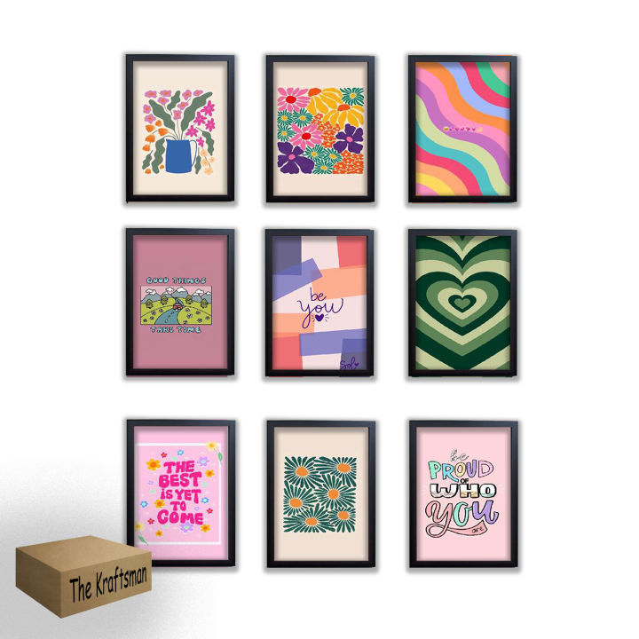 Pack of 9 4x6" Aesthetics Frame set 9 Pcs Abstract Set Collage Photo ...