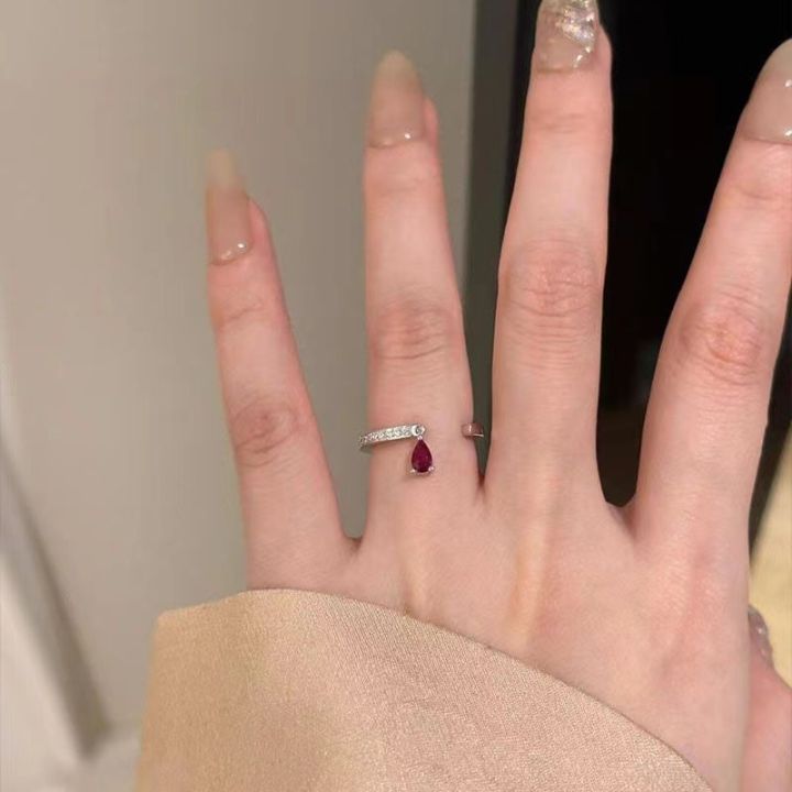 Exquisite lightweight luxury drop-shaped white tassel ring for women ...