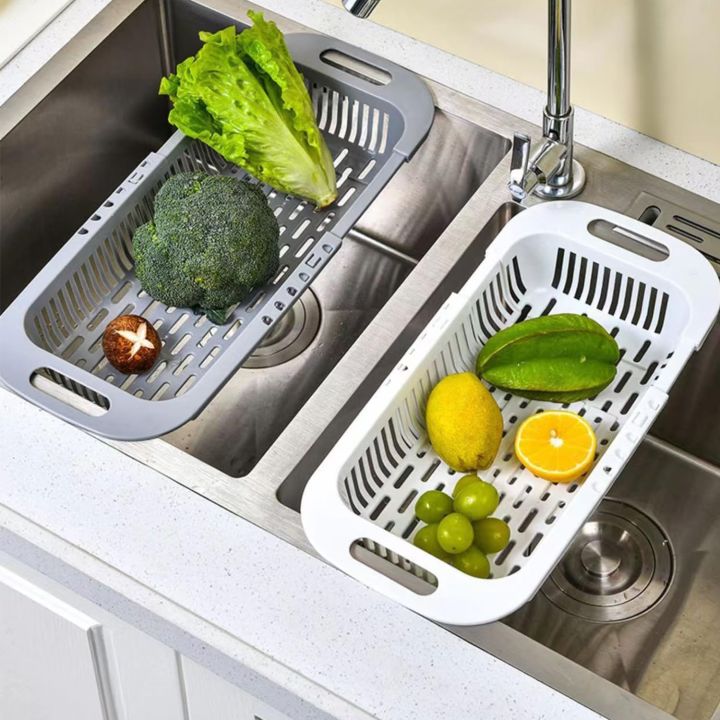 Expandable Sink Storage Basket - Multi-Use Kitchen Dish Drainer Tray ...