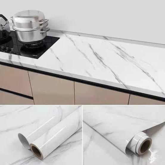 White Marble Texture PVC Waterproof Sheet - 60 X 200 Cm, Self-Adhesive ...