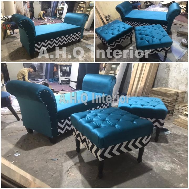 Wooden Interior - 4 Seater Sethi Set Sofa with Imported Malai Velvet ...