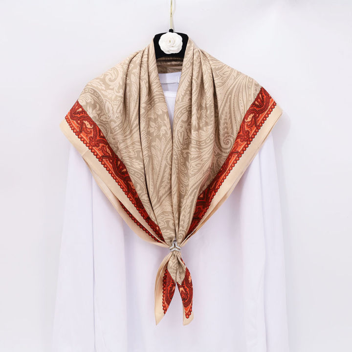 Russian retro cashew flower print silk scarf female 90*90cm large ...