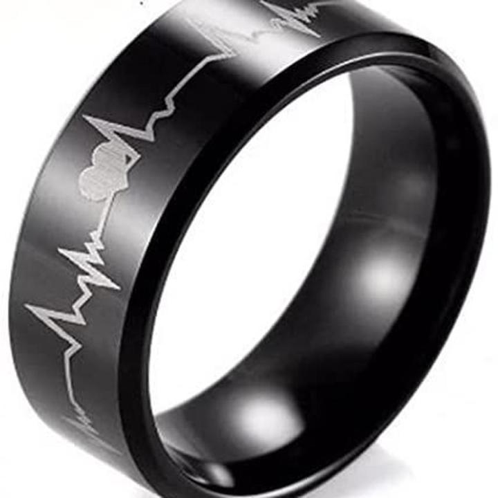 Heart Beat Rings For Men and Women Electrocardiogram Stainless Steel ...