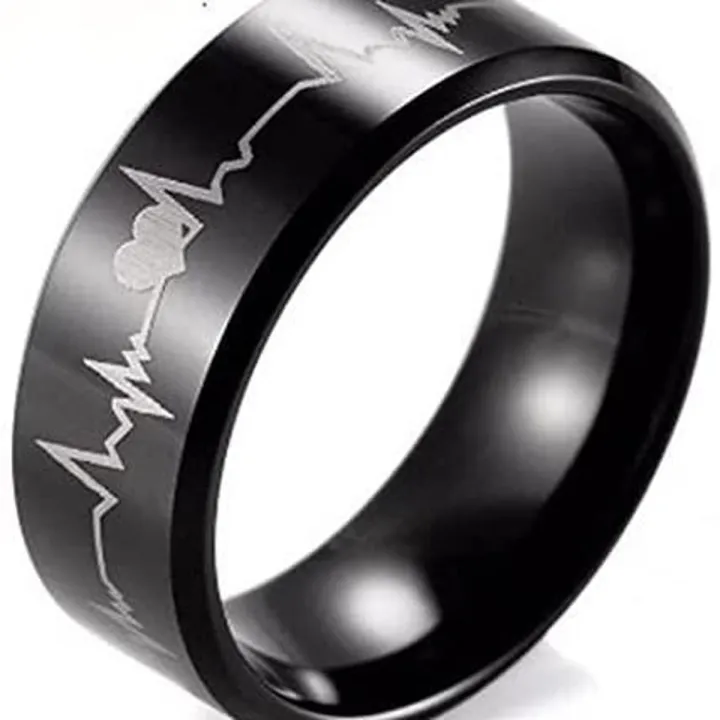 Heart Beat Rings For Men and Women Electrocardiogram Stainless Steel ...