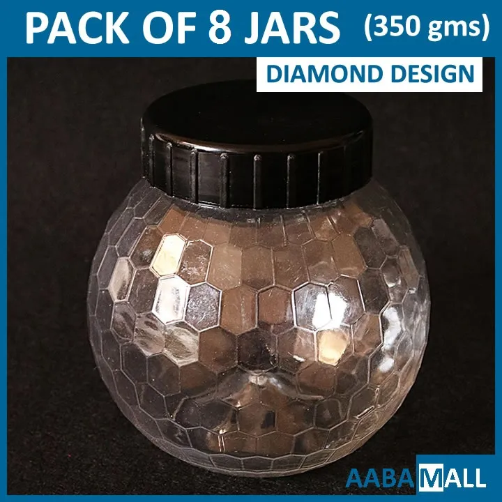 PACK OF 8 PCS - DIAMOND DESIGN - 62 Mm Mouth Storage Jar 500ML ...