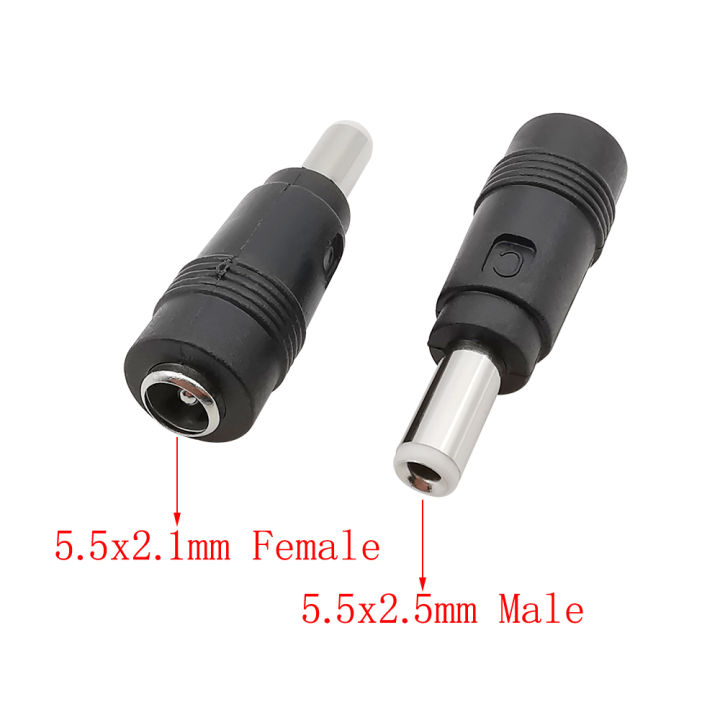 5/2/1Pcs DC Female 5.5x2.1mm to Male 5.5mm x 2.5 mm DC Power Plug Jack Connector Converter ...