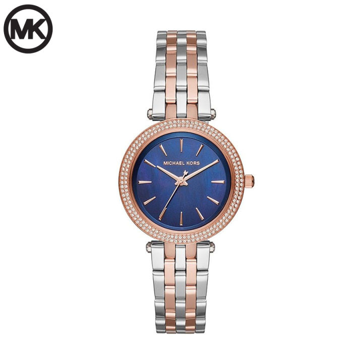 Michael Kors Mini Darci Blue Mother of Pearl Dial Two-Tone Stainless ...