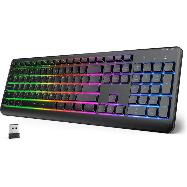 Jelly Comb Backlit Wireless Keyboard, 2.4G Rechargeable Cordless ...