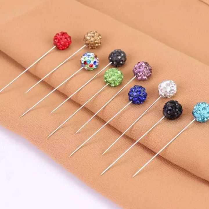 Colorful Crystal Ball Head Muslim Hijab Scarf Shawl Safety Pins - 6 ...