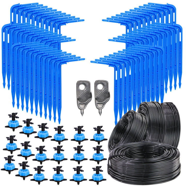 10-100m 3/5mm Blue Elbow Drip Irrigation Kit 8l/h Dropper 4-Way ...