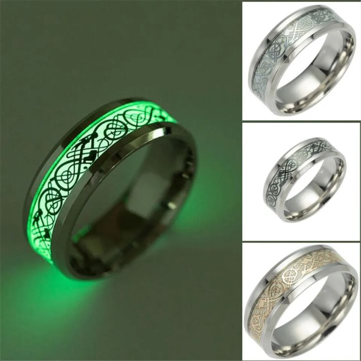 Glow Luthedark ring fashion cool heart Dragon Shape Titanium Steel ...