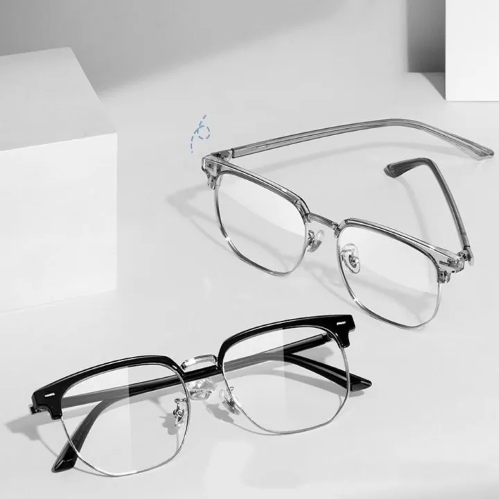 Portable Clear Lens Reading Glasses Anti-Glare Metal Frame Computer ...