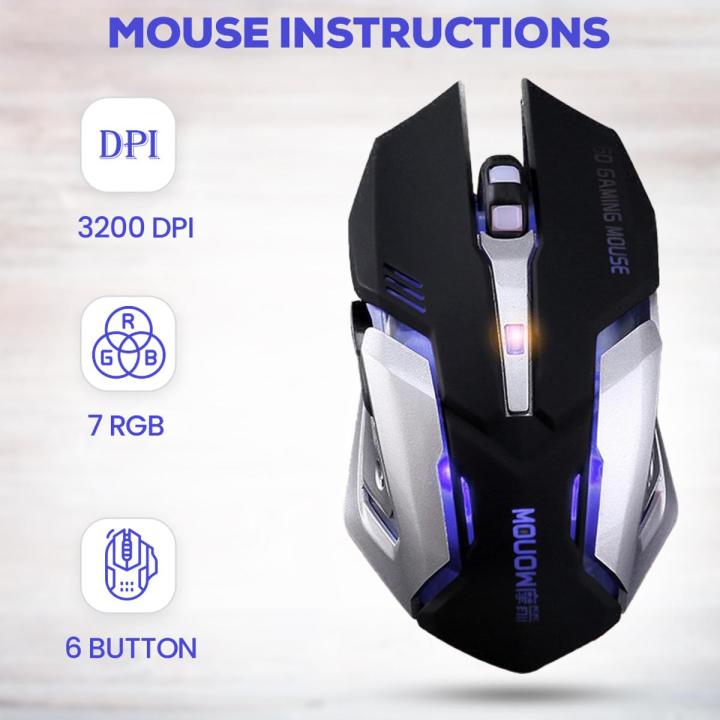 ZT-MOUOW V15 Gaming Mouse with Programmable Buttons - 3200 DPI - 6D RGB ...