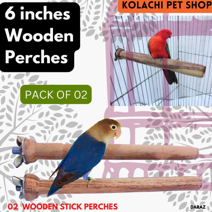 Pack of 2 Wooden 6 inches perches sticks for cages birds parrots | Daraz.pk