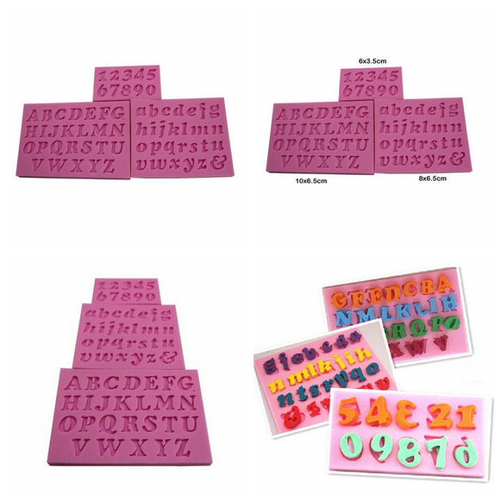 3 pcs New Mini Letter&Number Silicone Handmade Fondant Cake Decorating ...
