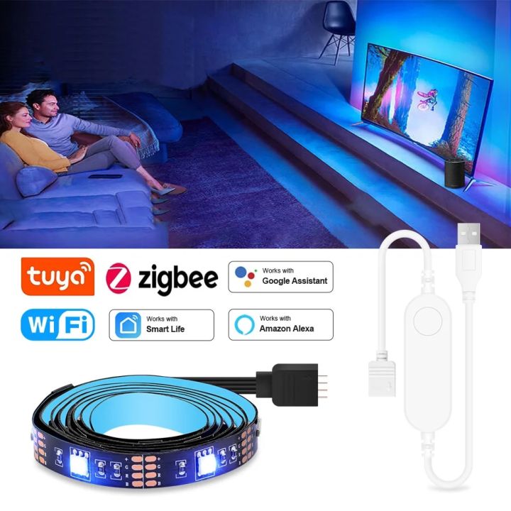 Smart Zigbee USB Led Lights Tuya Wifi RGB led Strip DC5V 5050 Smart Led ...