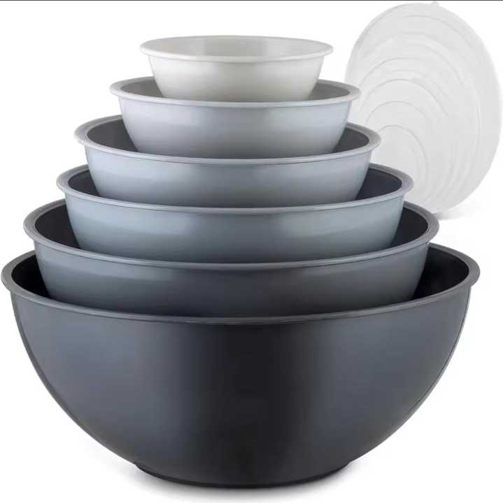 Kitchen 12 Plastic Mixing Bowls with Bowl Inserts Mixing Bowls Set with ...
