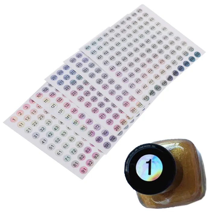1-500 Number Label Stickers Craft Nail Polish Color Tags Sticker ZH ...