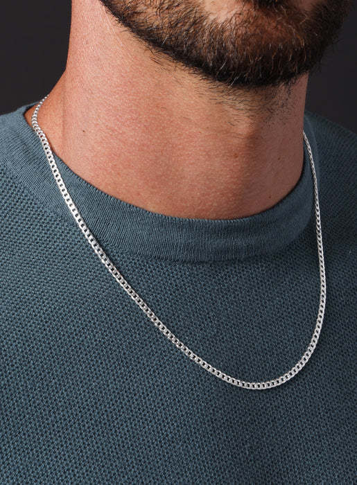 Silver Cuban Style Chain Necklace For Men Neck Silver Sterling Cuban ...