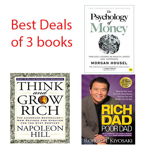 PACK OF 3 RICH DAD POOR DAD, THINK AND GROW RICH, THE PSYCHOLOGY OF ...