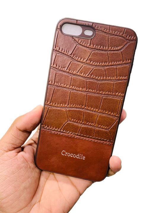 iPhone 7plus Crocodile Leather Case with MagSafe - Light Brown - Back ...