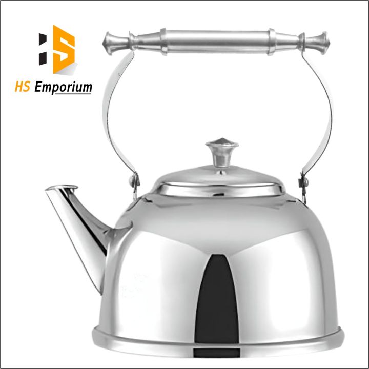 Stainless Steel Tea Kettle -2.5 L / 3.5L - Pipe, Nagina & Wooden Handle ...