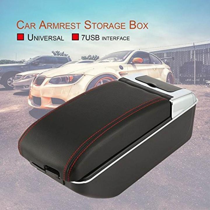 Car Arm Rest Storage Box with 7 USB Port,Drink Holder and Ashtray for ...