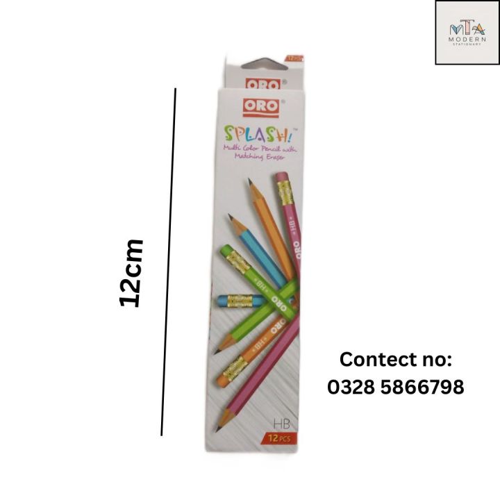 Multi Color Pencil with Matching Eraser - ORO SPLASH Pencil with Eraser ...