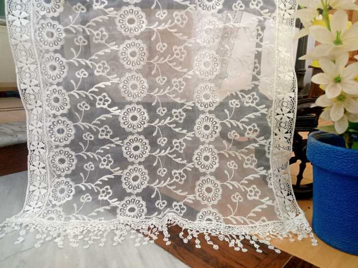 Embroidered Net Dupatta & 4 side Lace Dupatta & Net Fabric Made Dupatta ...