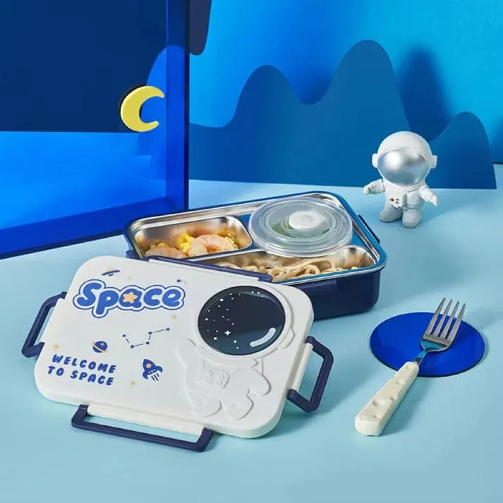 Space Theme Lunch Box with 4 compartments, Tiffin Box with Cutlery ...