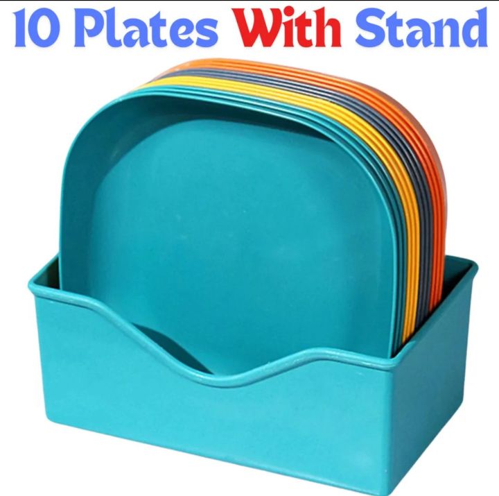 10 Pcs Plastic Spit Bone Dish Set | Round & Square Side Plates for ...
