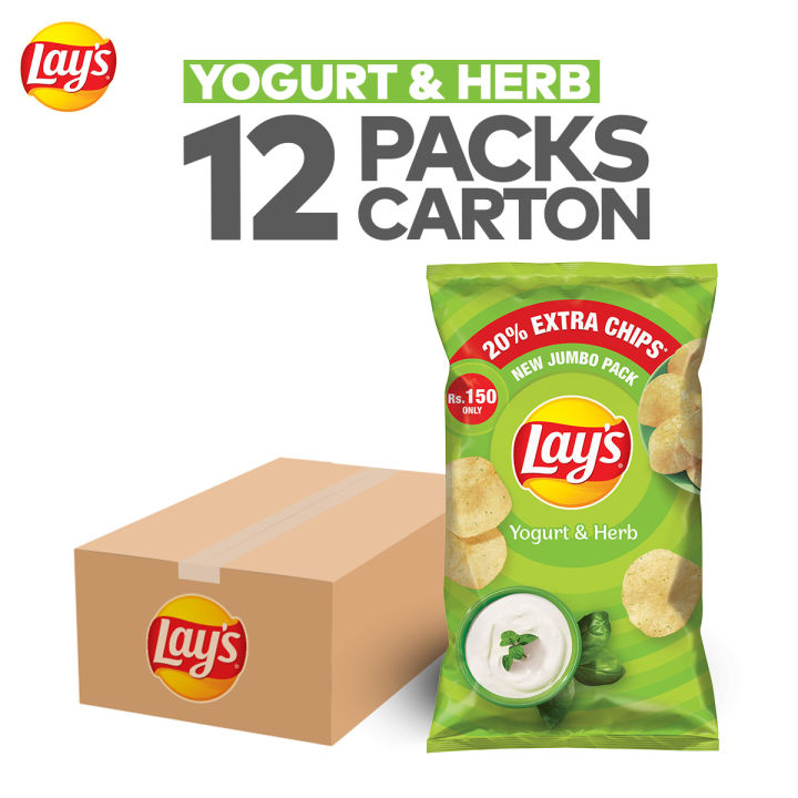 Lays Yogurt & Herb Rs. 150 - 12 Pack Carton - 12x145g | Daraz.pk