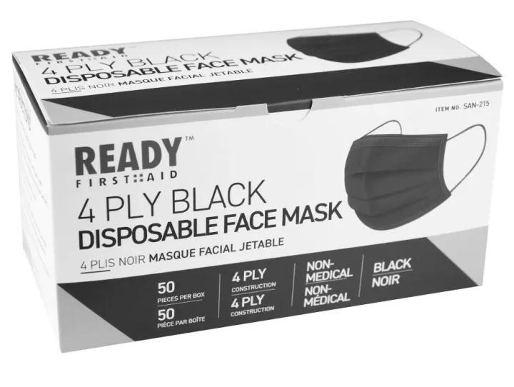 Disposable Black Face Mask – 3 Layer Protection with Nose Pin Cover (50 ...