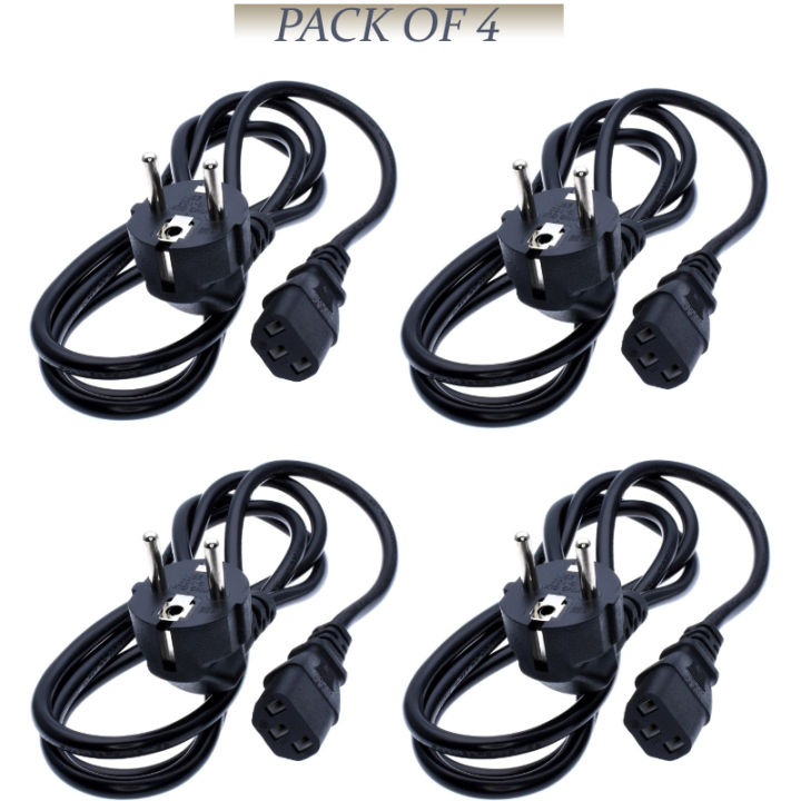 Pack Of 4 AC Copper Power Cable Power Extension Cord For PC Computer ...