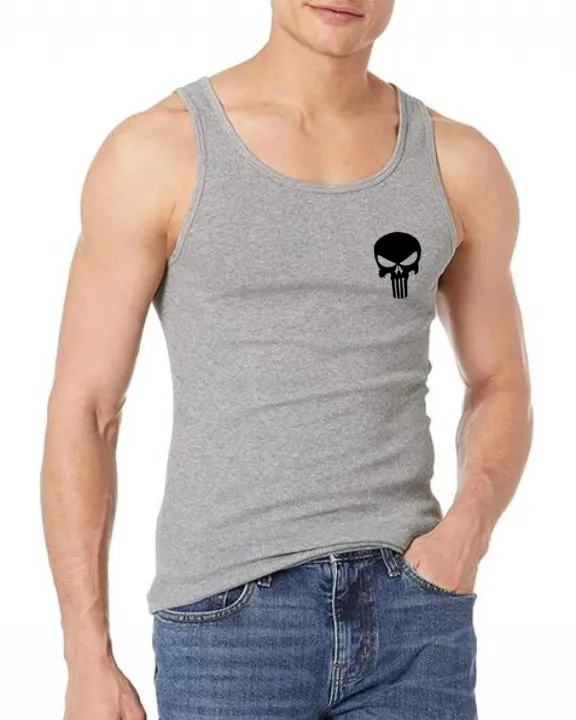 new printed sando grey for man boys top tank | Daraz.pk