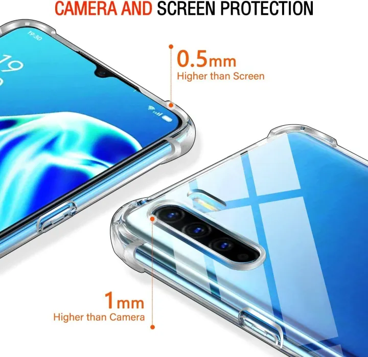 Oppo Reno 3 / A91 / F15 Transparent Soft Silicone Back Cover TPU Case ...