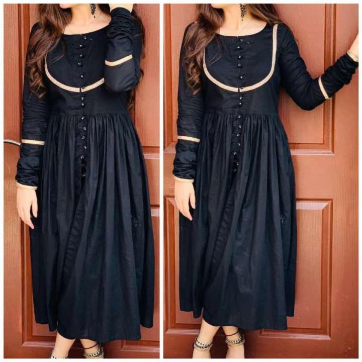 Cotton front open style frock | Daraz.pk